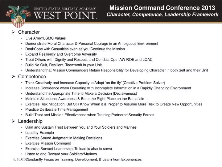 PPT - Character Live Army/USMC Values Demonstrate Moral Character ...