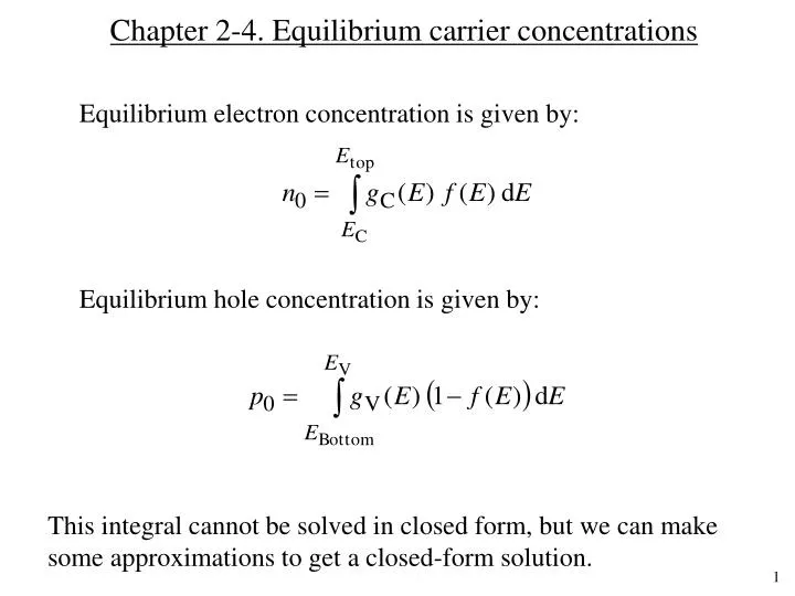 PPT - Chapter 2-4. Equilibrium carrier concentrations PowerPoint Presentation - ID:1487871