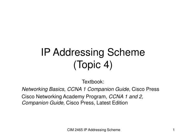 PPT - IP Addressing Scheme (Topic 4) PowerPoint Presentation, free ...
