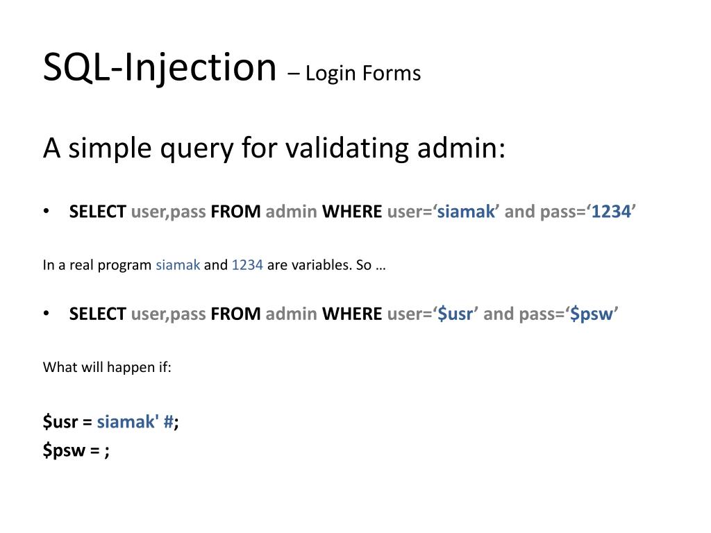PPT - SQL-injection in action PowerPoint Presentation, free download ...
