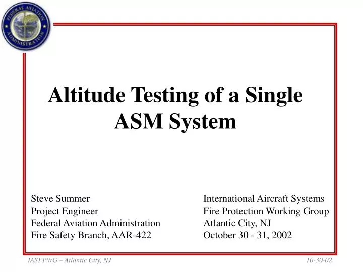 PPT - Altitude Testing of a Single ASM System PowerPoint Presentation ...