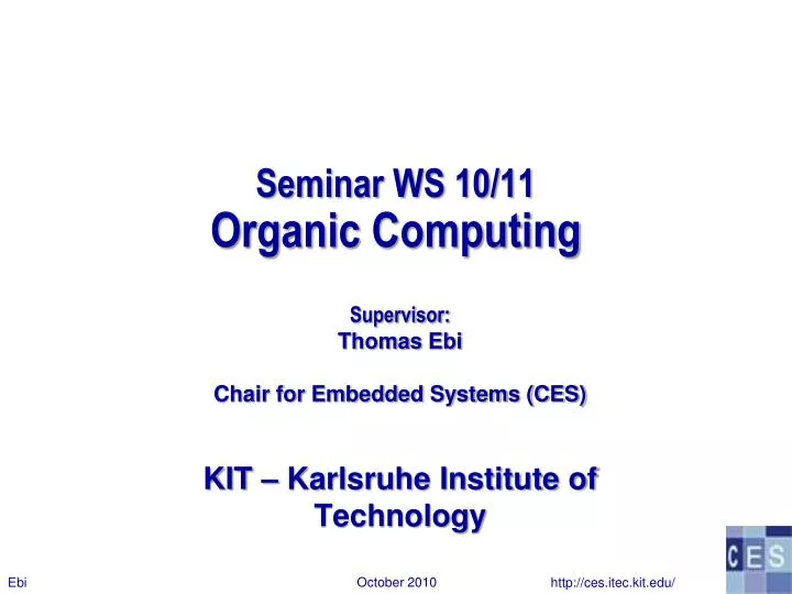 PPT - Seminar WS 10/11 Organic Computing PowerPoint Presentation, free ...