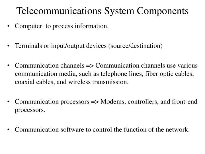 PPT - Telecommunications System Components PowerPoint Presentation ...