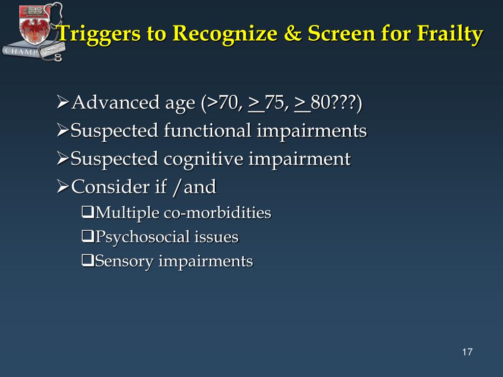 PPT - Identifying and Managing Frail Elderly in Hospital Care ...