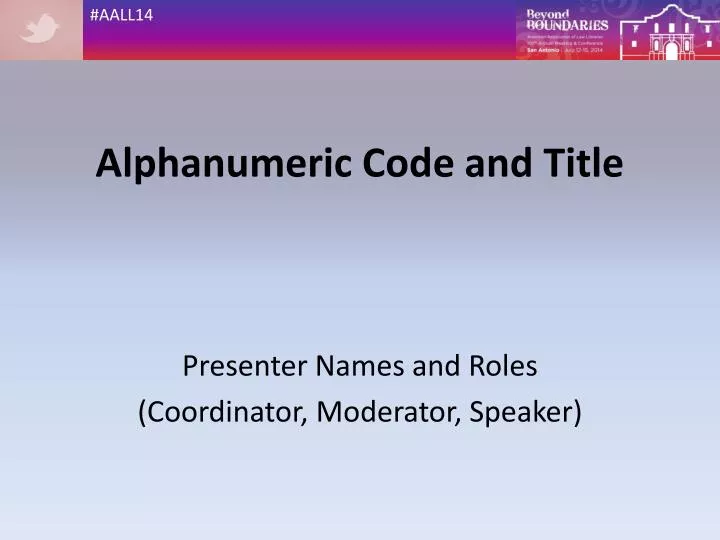 PPT - Alphanumeric Code and Title PowerPoint Presentation, free ...