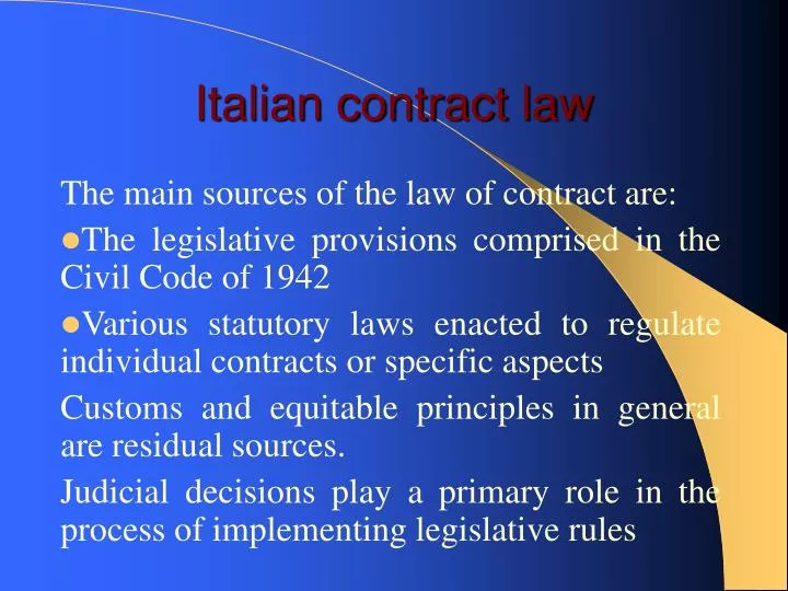 PPT - Italian contract law PowerPoint Presentation, free download - ID ...