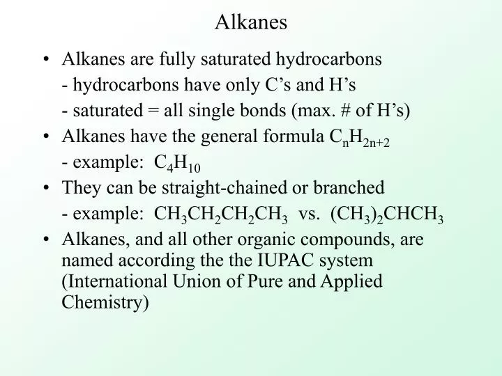PPT - Alkanes PowerPoint Presentation, free download - ID:149463