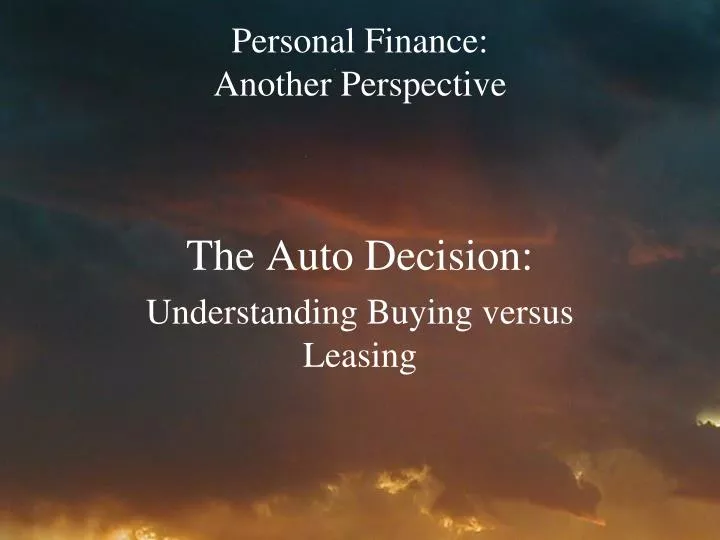 PPT - Personal Finance: Another Perspective PowerPoint Presentation ...