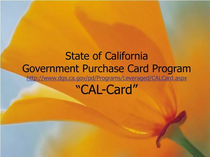 PPT - State of California Government Purchase Card Program dgs/pd ...