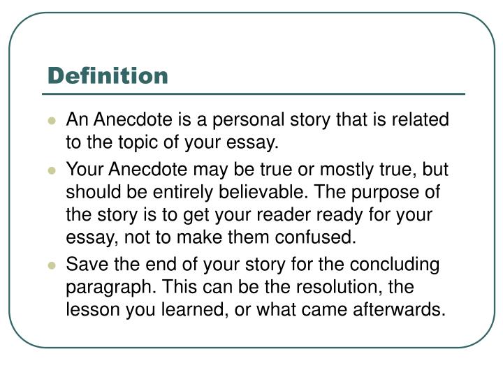 PPT - Using an Anecdote in an Introductory Paragraph PowerPoint ...