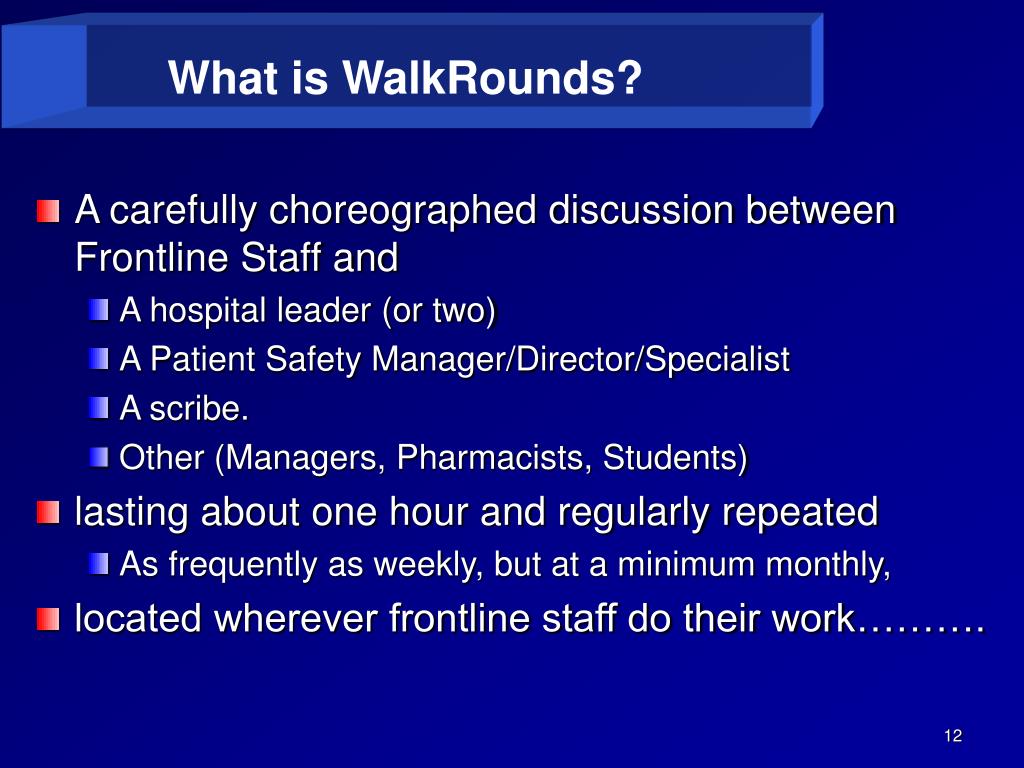 PPT - WalkRounds Designing an effective patient safety improvement ...
