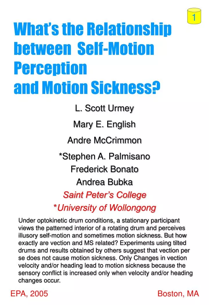 PPT - What’s the Relationship between Self-Motion Perception and Motion ...