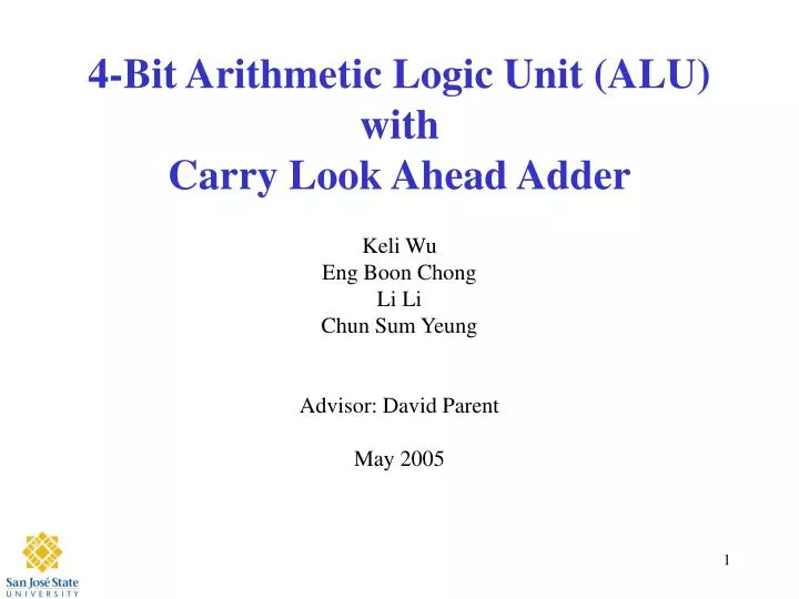 PPT - 4-Bit Arithmetic Logic Unit (ALU) with Carry Look Ahead Adder ...