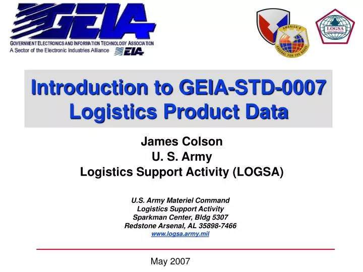 PPT - Introduction to GEIA-STD-0007 Logistics Product Data PowerPoint ...