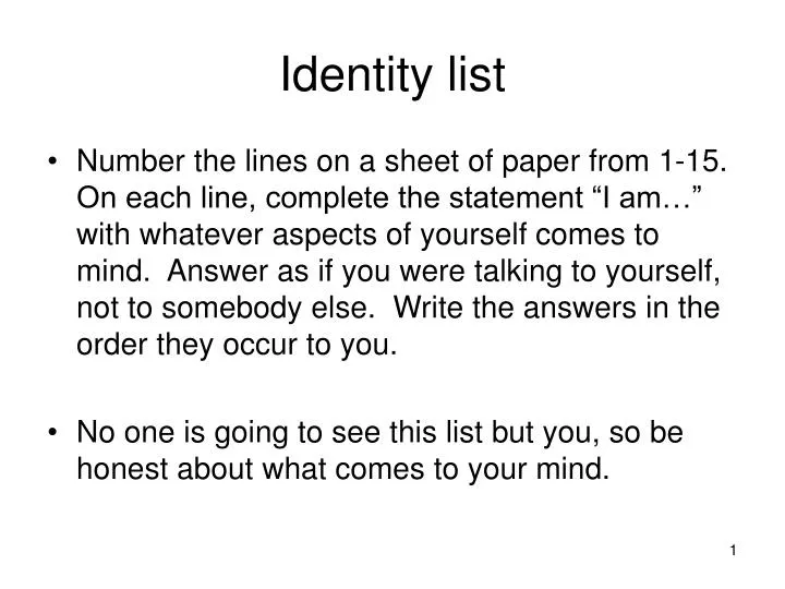 PPT - Identity list PowerPoint Presentation, free download - ID:177938