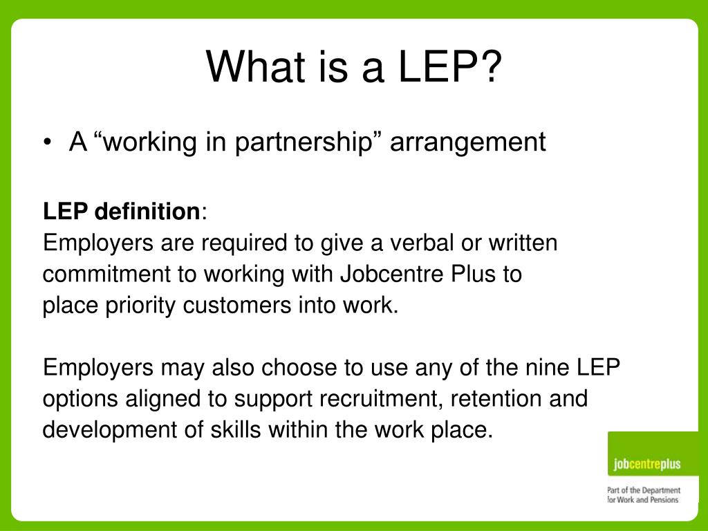 PPT - Local Employment Partnerships Making LEP Happen Samantha Beck ...