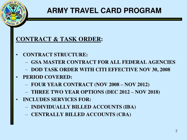 PPT - ARMY TRAVEL CARD PROGRAM PowerPoint Presentation - ID:181022