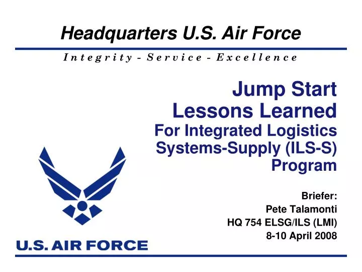 PPT - Jump Start Lessons Learned For Integrated Logistics Systems ...
