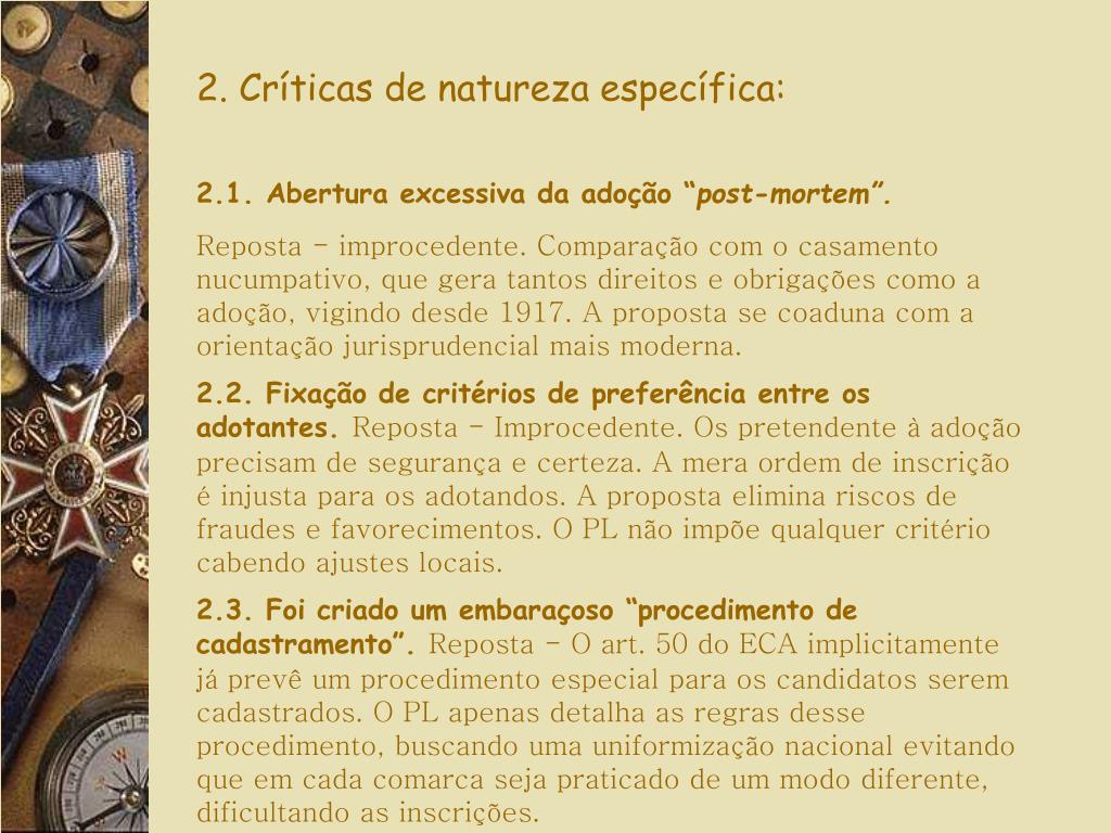 PPT - O INSTITUTO DA ADOÇÃO E O NCC POR UMA LEI NACIONAL DA ADOÇÃO ...