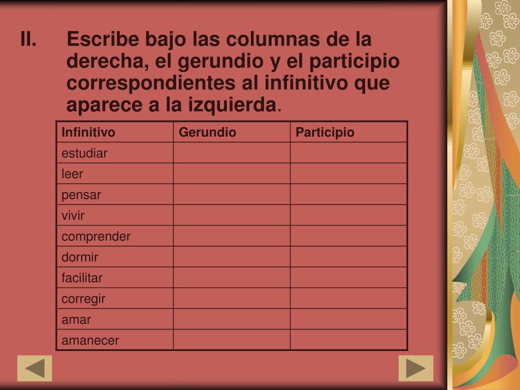 PPT - MÓDULO # 12: FORMAS NO PERSONALES DEL VERBO: (INFINITIVO ...