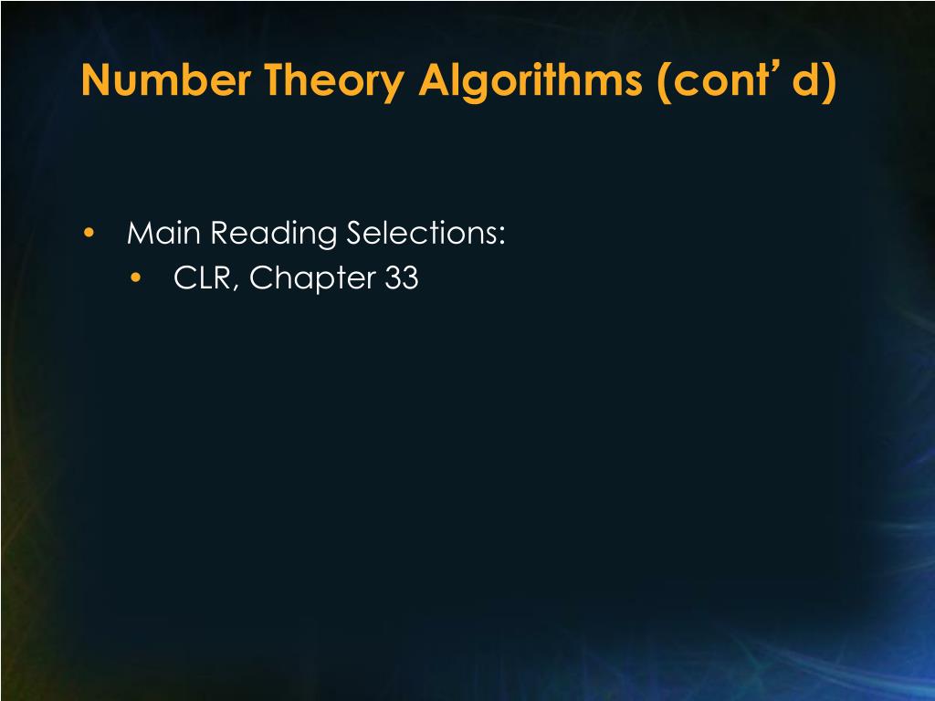 Ppt Number Theory Algorithms And Cryptography Algorithms Powerpoint Presentation Id184831