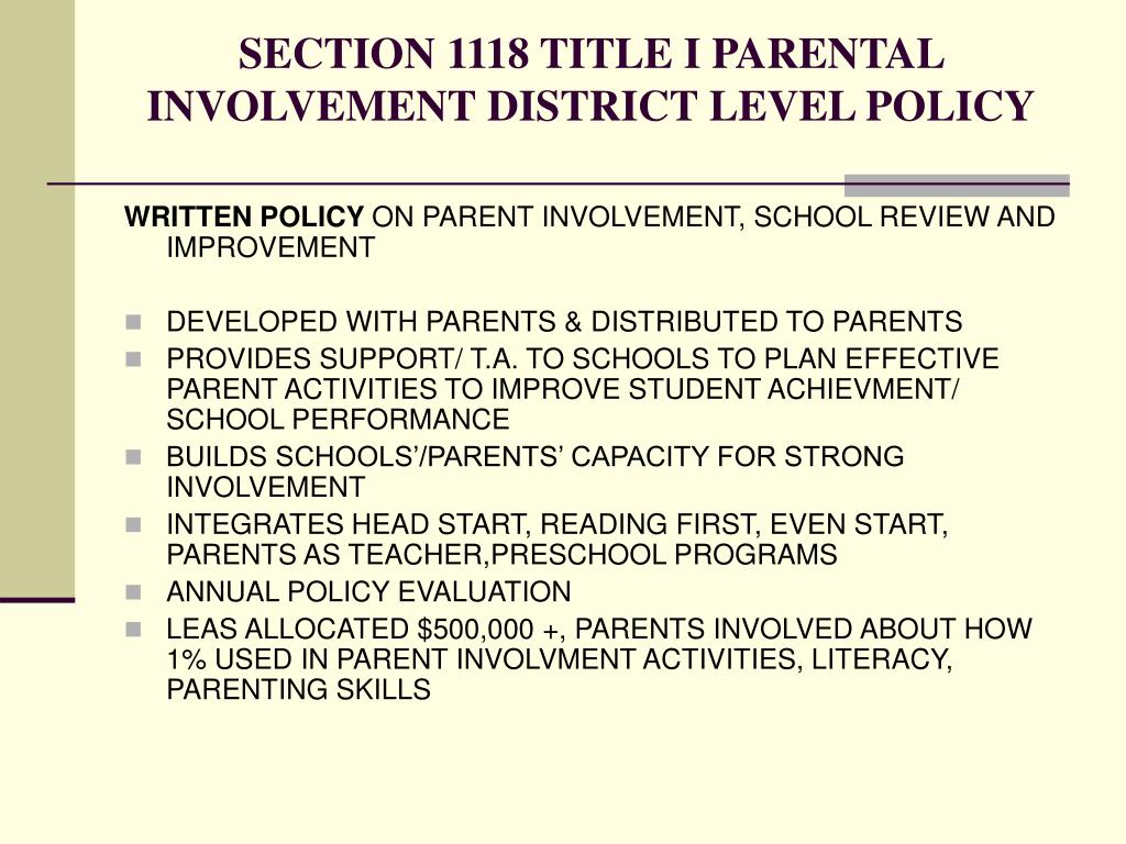 PPT - FAMILY AND COMMUNITY ENGAGEMENT TITLE I PARENTAL INVOLVEMENT ...
