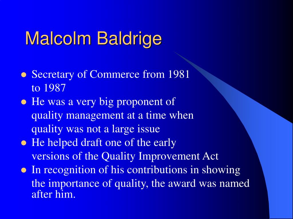 PPT - The Malcolm Baldrige National Quality Assurance Award PowerPoint ...