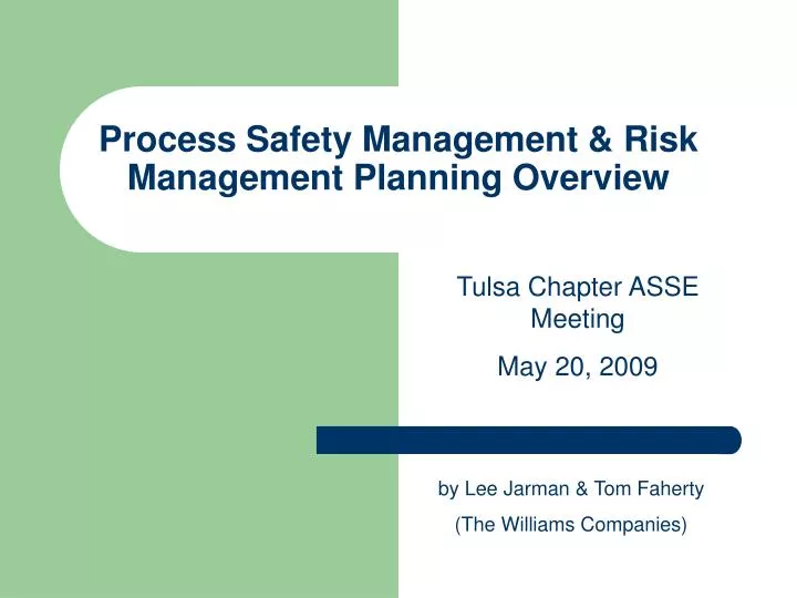 PPT - Process Safety Management & Risk Management Planning Overview ...