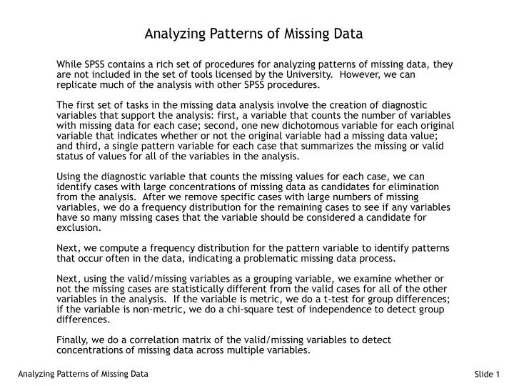 Ppt Analyzing Patterns Of Missing Data Powerpoint Presentation Free 2550