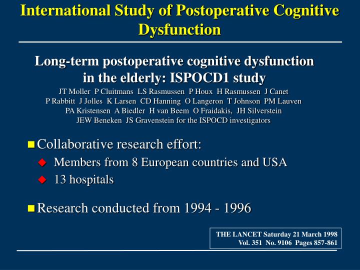 PPT - Postoperative Cognitive Dysfunction: The Next Challenge in ...