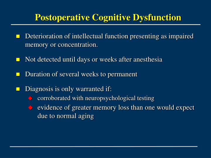 PPT - Postoperative Cognitive Dysfunction: The Next Challenge in ...