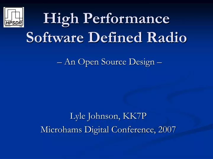 PPT - High Performance Software Defined Radio PowerPoint Presentation ...