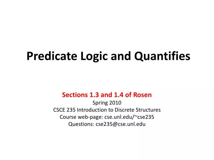 PPT - Predicate Logic and Quantifies PowerPoint Presentation, free ...