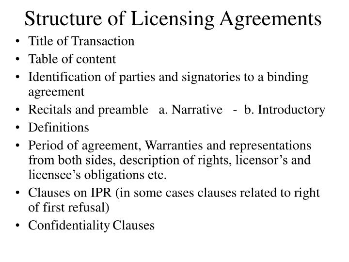 PPT - Anatomy of licensing agreements PowerPoint Presentation - ID:199173