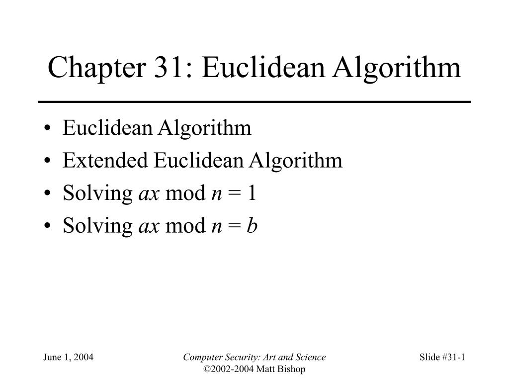 Ppt Chapter 31 Euclidean Algorithm Powerpoint Presentation Free