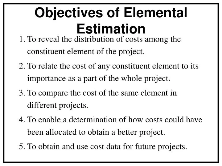 PPT - Objectives of Elemental Estimation PowerPoint Presentation, free ...