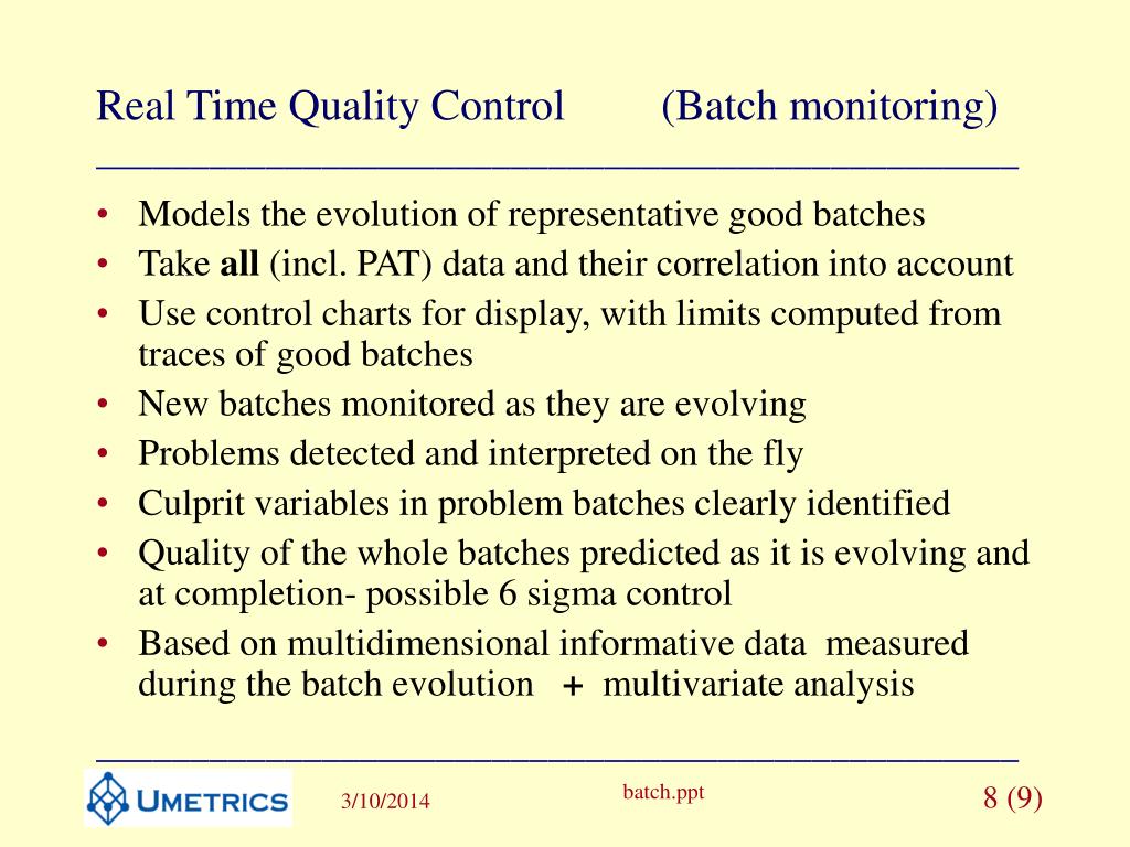 PPT - Real Time Quality Control (Batch monitoring) of Pharmaceutical ... PPT - Real Time Quality Control (Batch monitoring) of Pharmaceutical ...