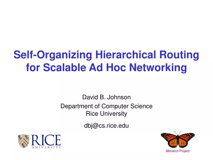 Ppt Self Organizing Hierarchical Routing For Scalable Ad Hoc Networking Powerpoint