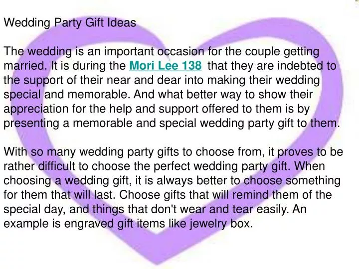PPT - Wedding Party Gift Ideas PowerPoint Presentation, free download ...