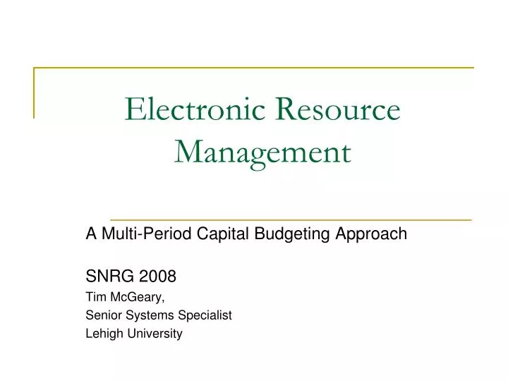 PPT - Electronic Resource Management PowerPoint Presentation, free ...