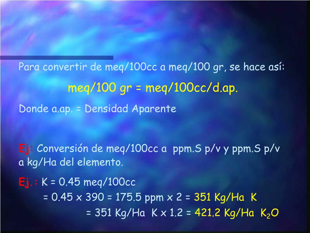 PPT - Unidades de expresión de los resultados de los Análisis de Suelos ...