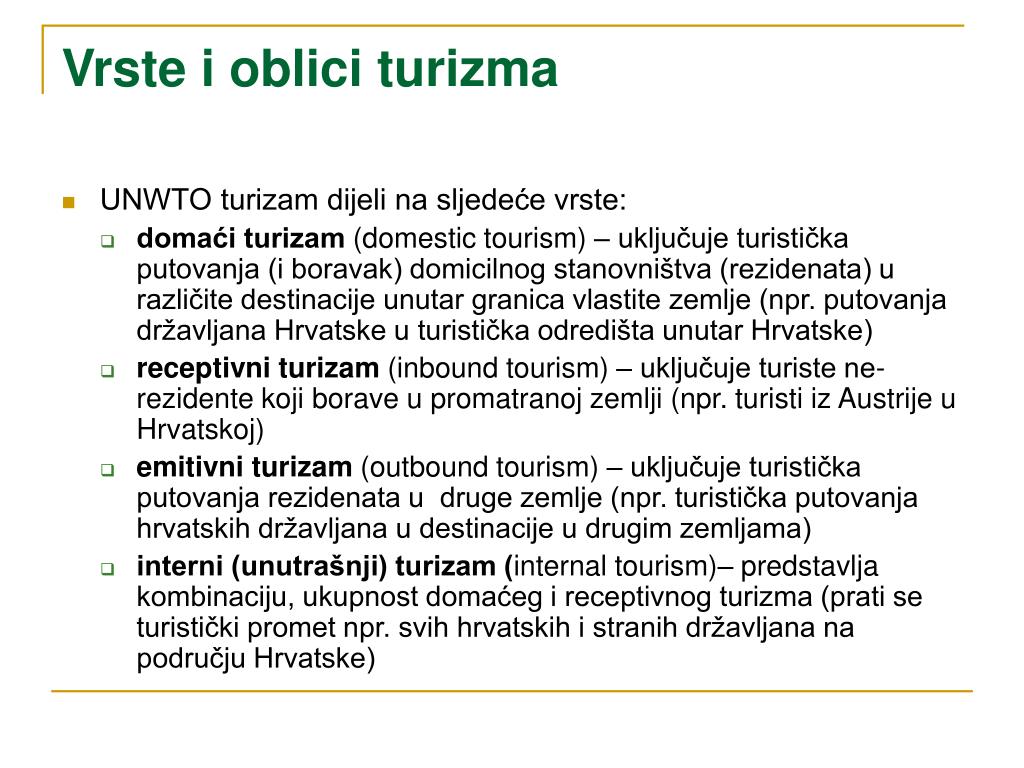 PPT - UVOD U TURIZAM – terminologija, klasifikacija i povijesni razvoj ...