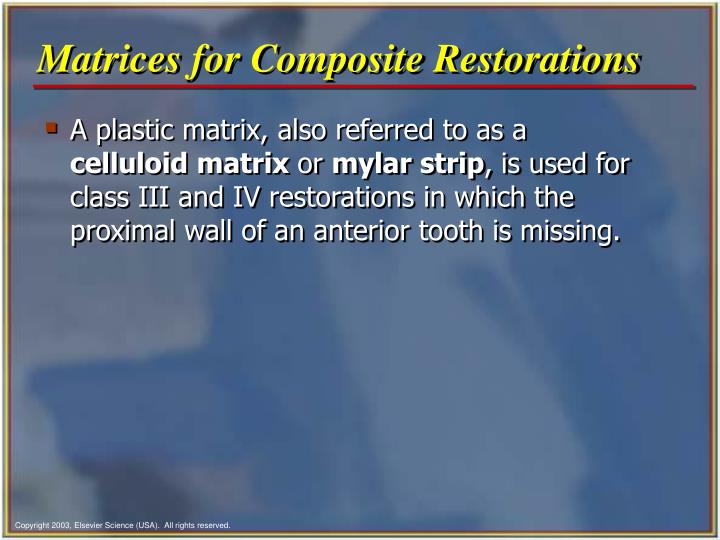 PPT - Matrix Systems for Restorative Dentistry PowerPoint Presentation ...
