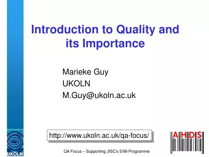 PPT - Introduction to Quality and its Importance PowerPoint ...