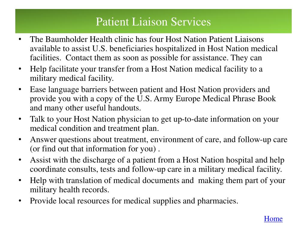 PPT - Baumholder Health Clinic Patient Liaisons PowerPoint Presentation ...