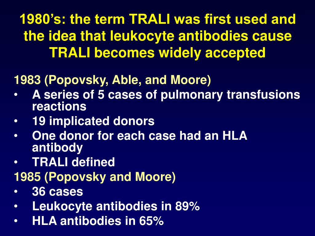 PPT - Transfusion Related Acute Lung Injury (TRALI): Clinical and ...
