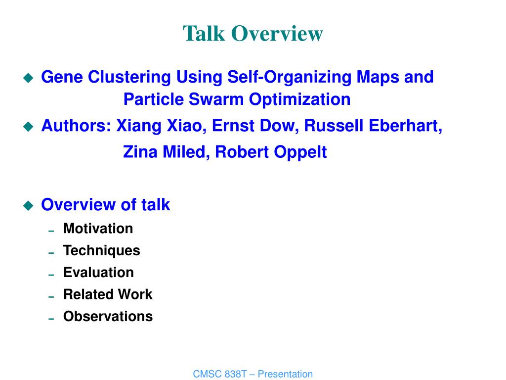 Ppt Gene Clustering Using Self Organizing Maps And Particle Swarm Optimization Powerpoint
