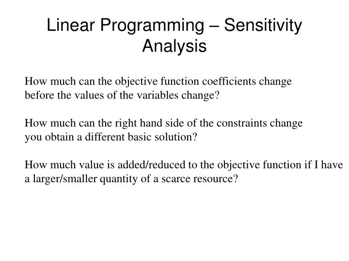 Ppt Linear Programming Sensitivity Analysis Powerpoint Presentation