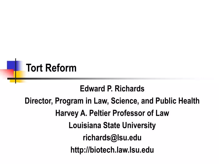 PPT - Tort Reform PowerPoint Presentation, free download - ID:238295