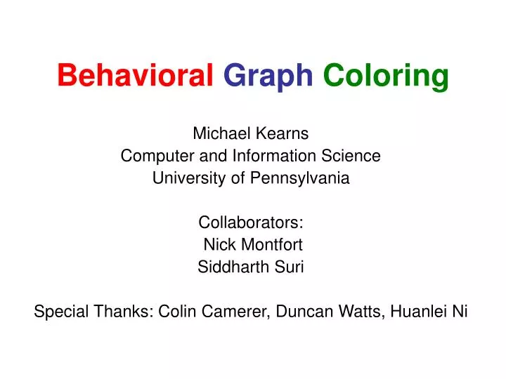 PPT - Behavioral Graph Coloring PowerPoint Presentation, free download ...